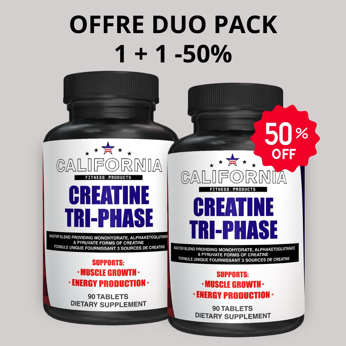 CREATINE TRI-PHASE 90 TABS – DUO PACK – California Fitness Products